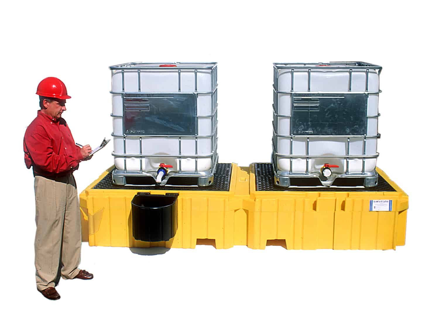 1146 - Ultra-Twin IBC Spill Pallet - With Drain, 1 Bucket Shelf (Left ...